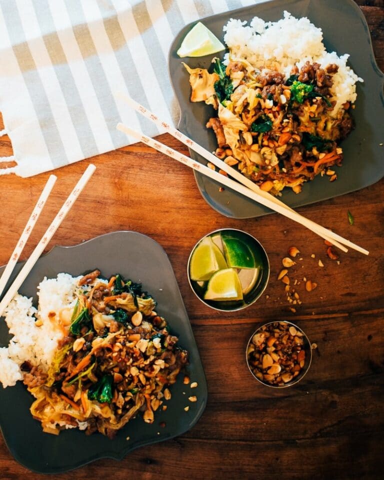 Spicy Ground Pork and Vegetable Stir Fry with Peanut Sauce Recipe ...