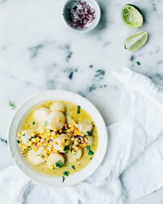 Thai Coconut Scallops with Corn Relish Recipe - Foodess.com